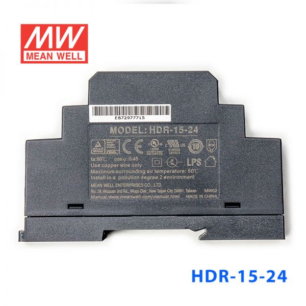 HDR-15-24 15W 24V 0.63A 单路输出明纬超薄型导轨安装电源_明纬