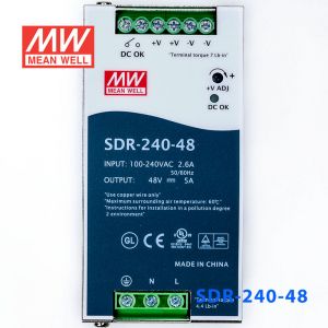 SDR-240-48 240W 48V5A 高效率高功率因素单路输出DIN导轨安装明纬开关电源_明纬